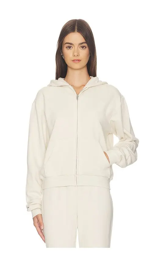 SKIMS Drapey French Terry Shrunken Zip Up Hoodie - Buff