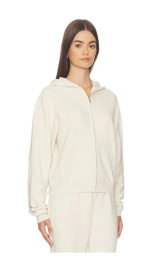 SKIMS Drapey French Terry Shrunken Zip Up Hoodie - Buff