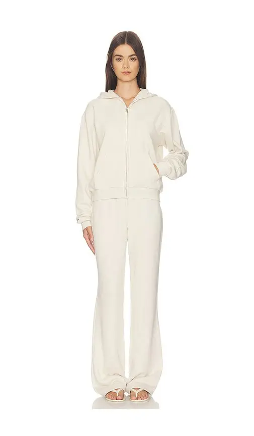 SKIMS Drapey French Terry Shrunken Zip Up Hoodie - Buff