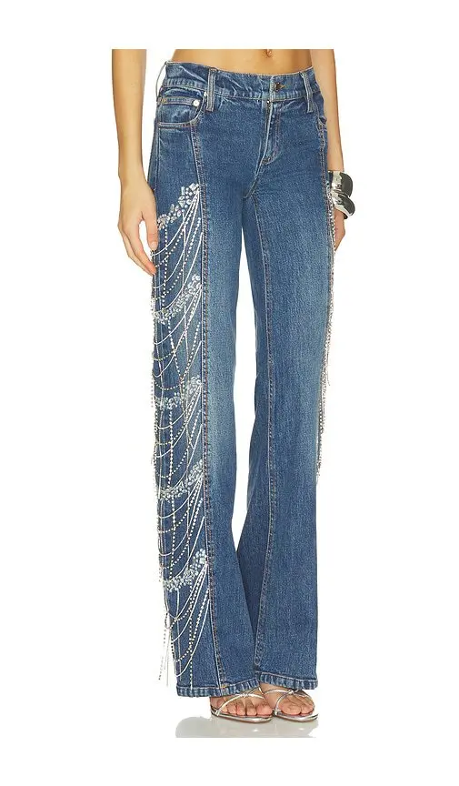 Alice + Olivia Roxie Embellished Jean In Blue