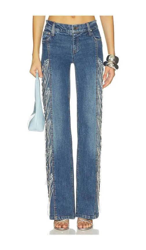 Alice + Olivia Roxie Embellished Jean In Blue
