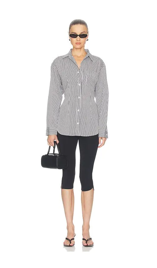 AGOLDE Cinch Shirt In Black & White