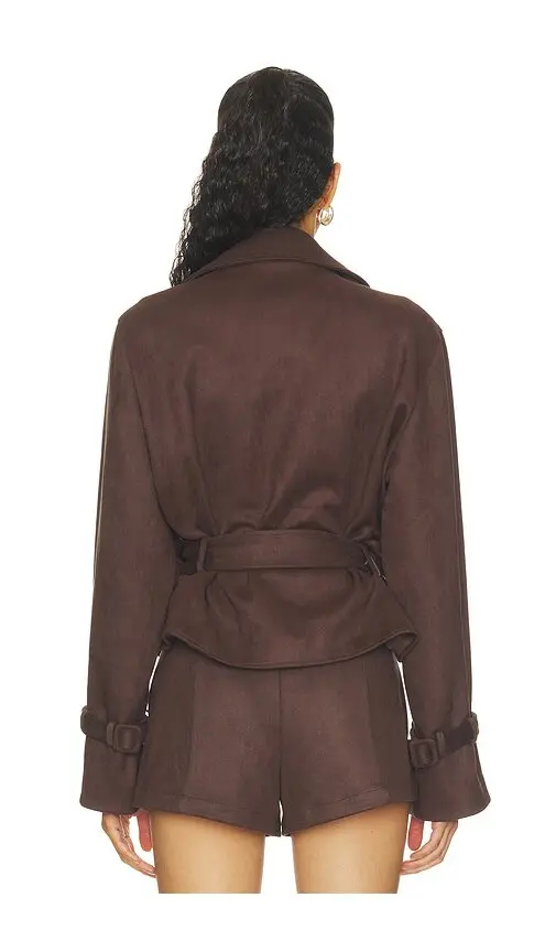 ELODIE THE LABEL Faux Suede Cropped Trench Coat
