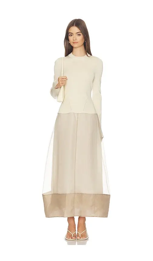 Simkhai Maril Long Sleeve Dress In Beige