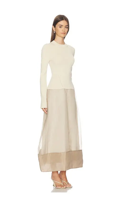 Simkhai Maril Long Sleeve Dress In Beige