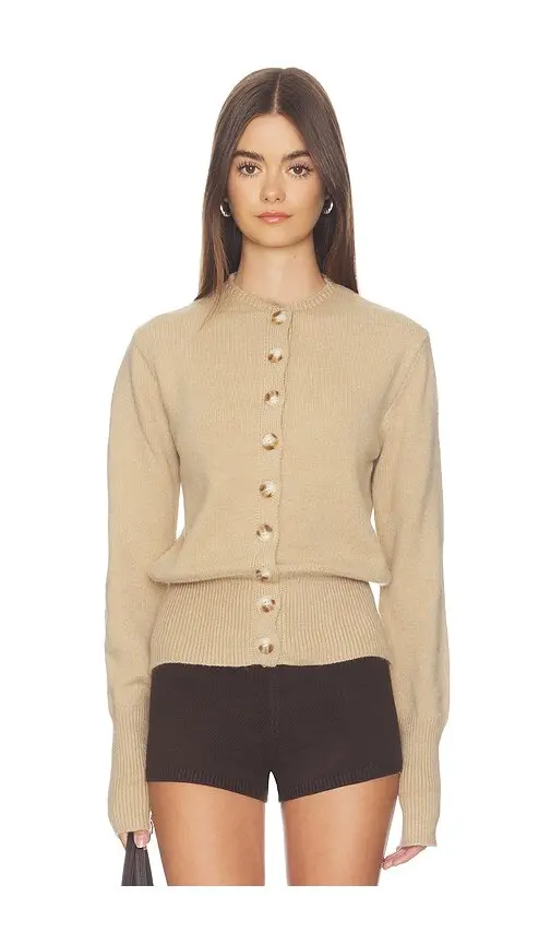 ALL THE WAYS Brittany Button Up Sweater In Beige