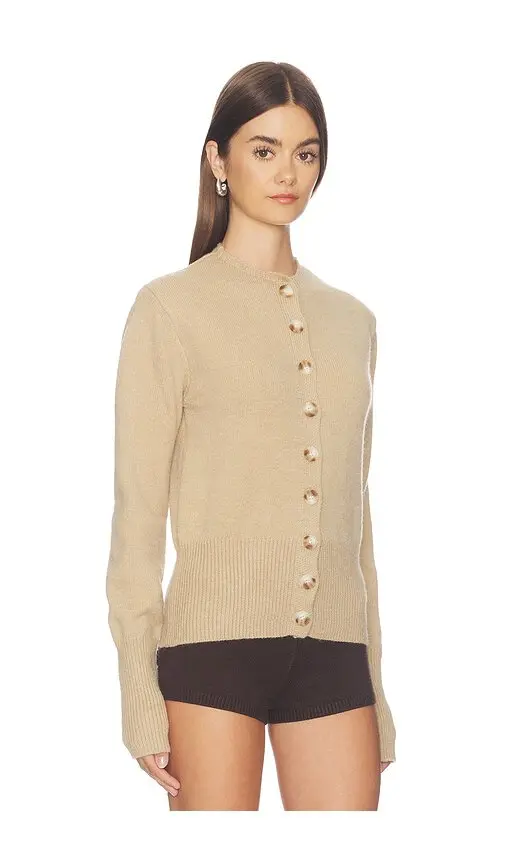 ALL THE WAYS Brittany Button Up Sweater In Beige