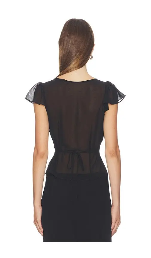GUIZIO Ara Lace Trim V-neck Top