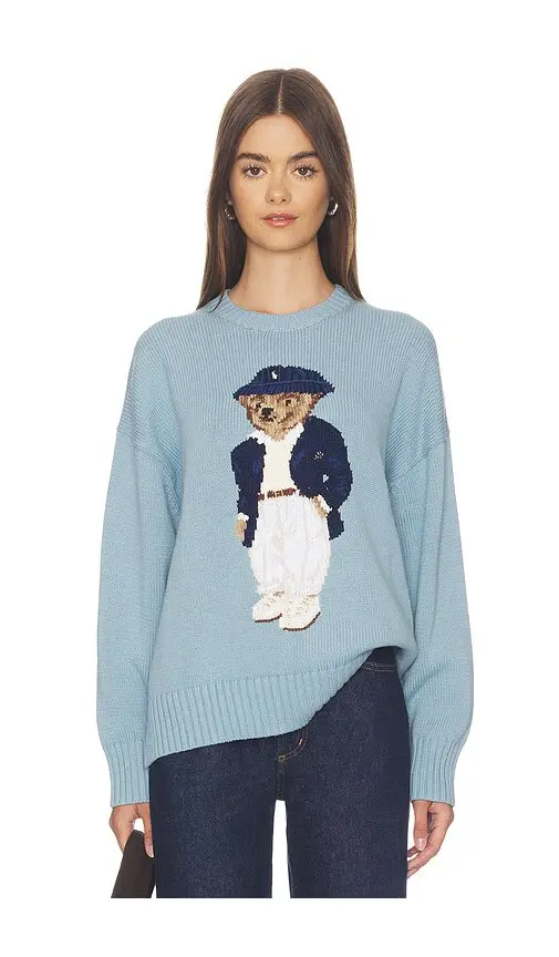 Polo Ralph Lauren Cotton Bear Crew Neck Pullover In Blue - Blue Note