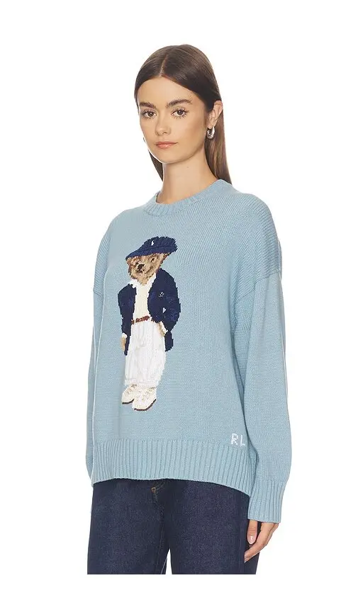 Polo Ralph Lauren Cotton Bear Crew Neck Pullover In Blue