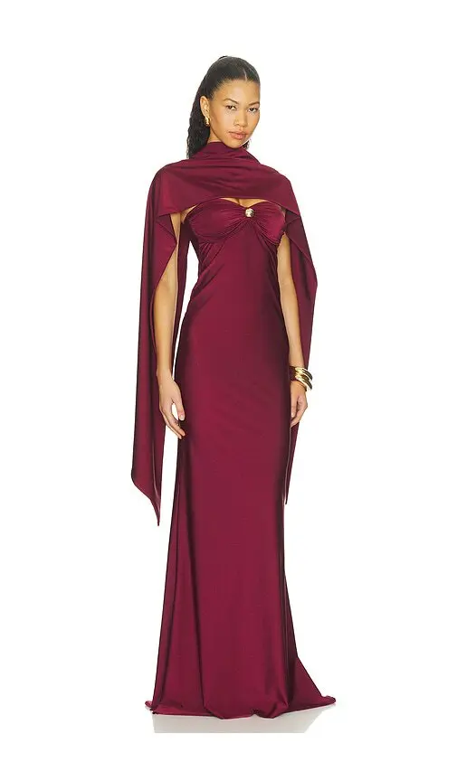 SHANI SHEMER Bella Dress With Scarf In Wine