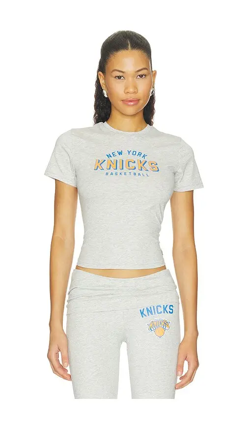 HYPE AND VICE Knicks Cotton Jersey T-shirt In Grey