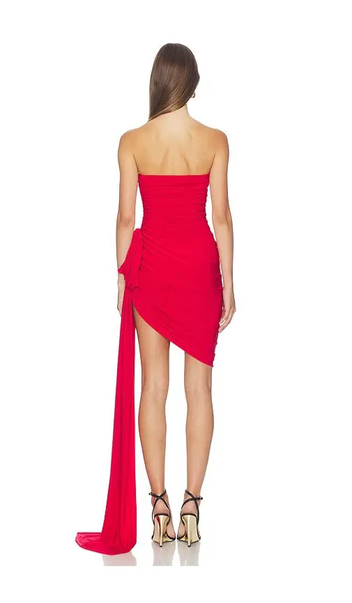 Norma Kamali Strapless Diana Mini Dress With Bow In Red