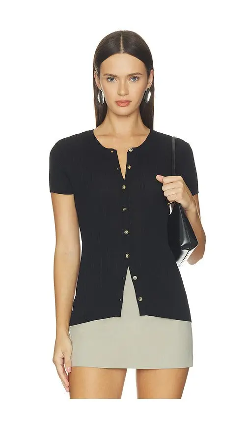 Sanctuary Soft Focus Ribbed Knit Button-up Top