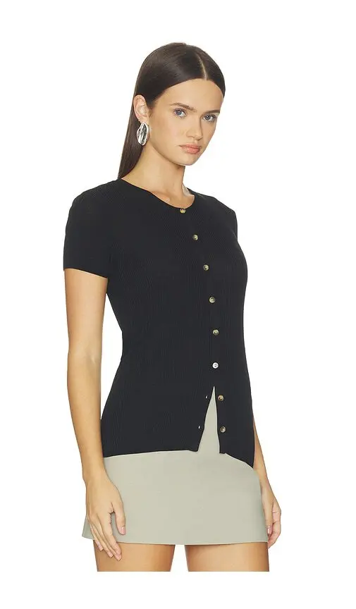 Sanctuary Soft Focus Ribbed Knit Button-up Top