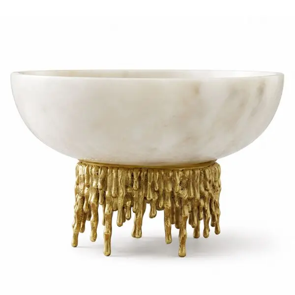 MARLETH Marble Bowl Gold Drip Base Short