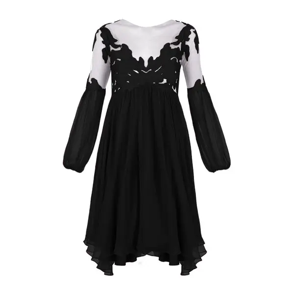 ALINA CERNATESCU Hermia Embroidered Silk Chiffon Mini Dress