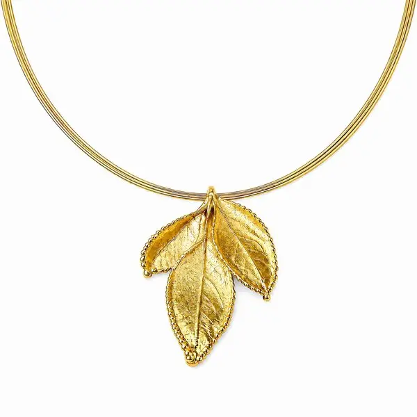 MOTHER NATURE JEWELRY Rose Leaf Necklace, Handmade Statement Pendant Nature Jewelry, Sterling Silver - Gold