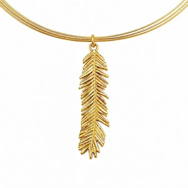 MOTHER NATURE JEWELRY Acacia Leaf Pendant Necklace In -plated Sterling Silver - Gold