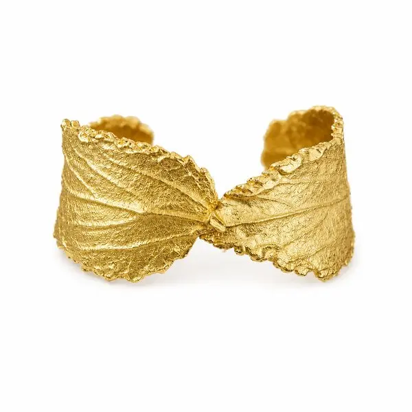 MOTHER NATURE JEWELRY Hibiscus Leaf" Cuff Bracelet In -plated Recycled Brass - Gold