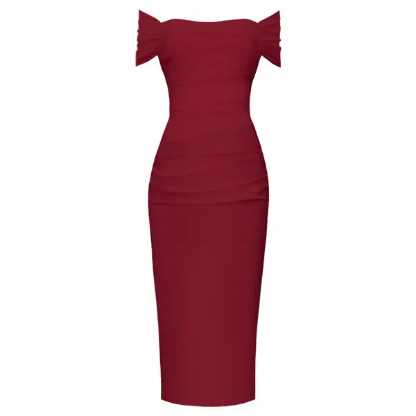 ALINA CERNATESCU Off-the-shoulder Draped Midi Dress With Bolero Sleeves - Red
