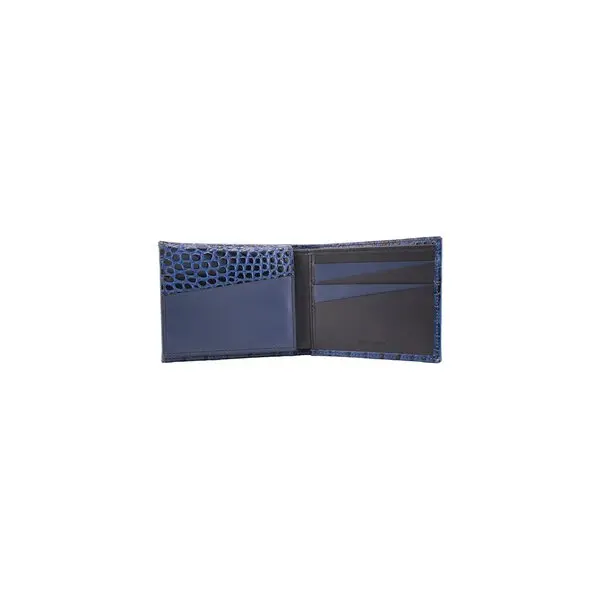 HESTER VAN EEGHEN Blue / Black Dollar Triple Cardholder Croco, Blue - Blue/black