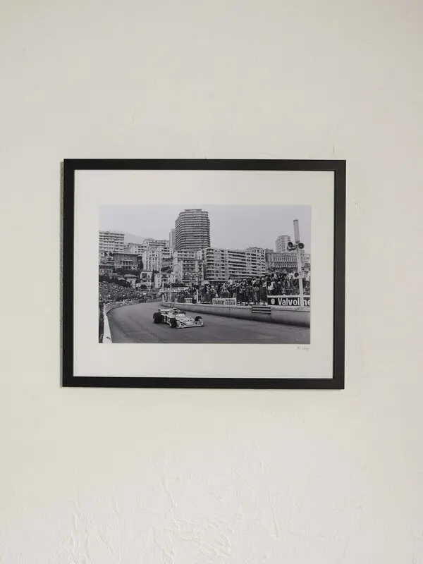 SONIC EDITIONS Framed 1976 The Monaco Grand Prix Print, 50" X 40 - Black
