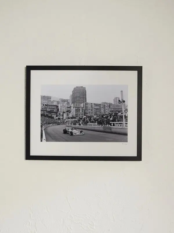 SONIC EDITIONS Framed 1976 The Monaco Grand Prix Print, 50" X 40&quot - Black