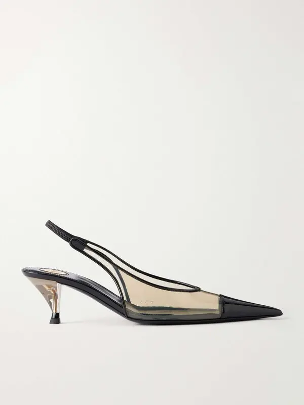 Saint Laurent Patent Leather-trimmed Slingback Pumps