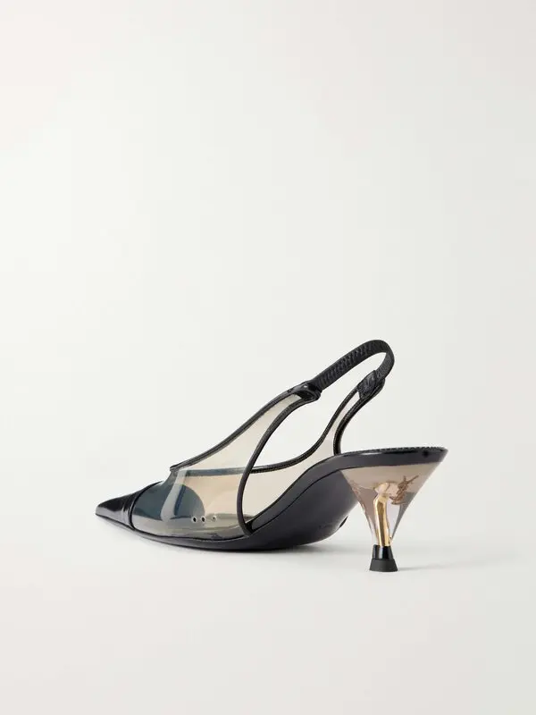 Saint Laurent Patent Leather-trimmed Slingback Pumps