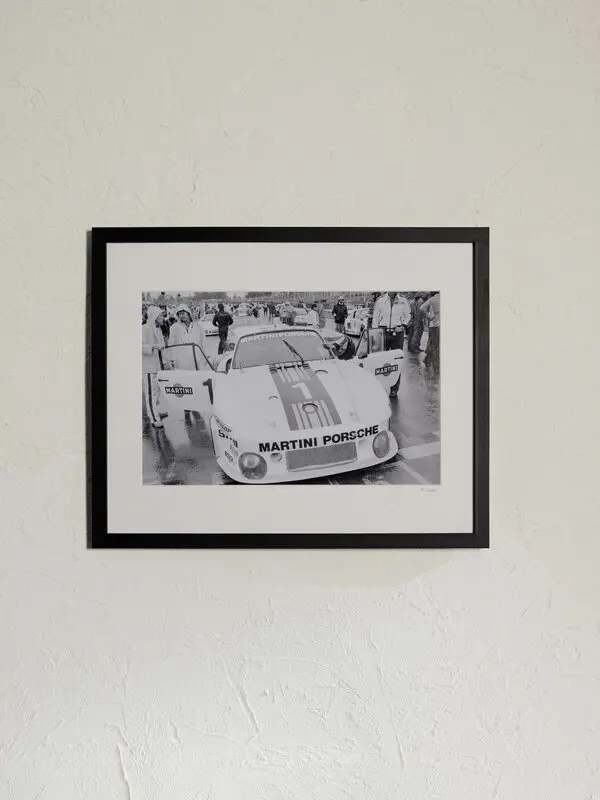 SONIC EDITIONS Framed 1977 Martini Porsche Print, 50" X 40 - Black