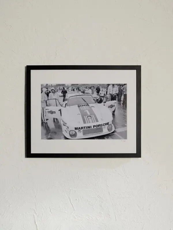 SONIC EDITIONS Framed 1977 Martini Porsche Print, 50" X 40&quot - Black