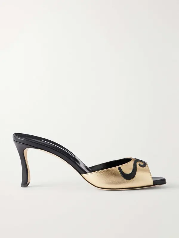 Manolo Blahnik Metallic Leather Sandals