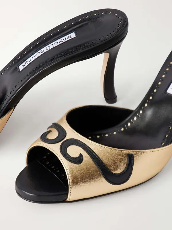 Manolo Blahnik Metallic Leather Sandals