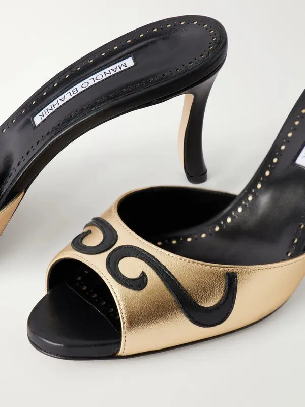 Manolo Blahnik Metallic Leather Sandals