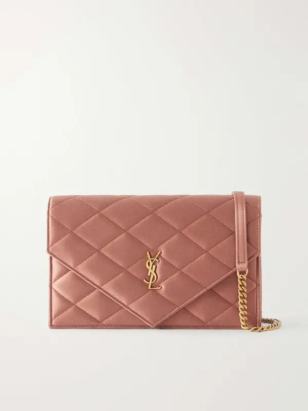 Saint Laurent Paris Satin Quilted Chain Wallet