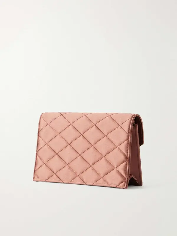 Saint Laurent Paris Satin Quilted Chain Wallet