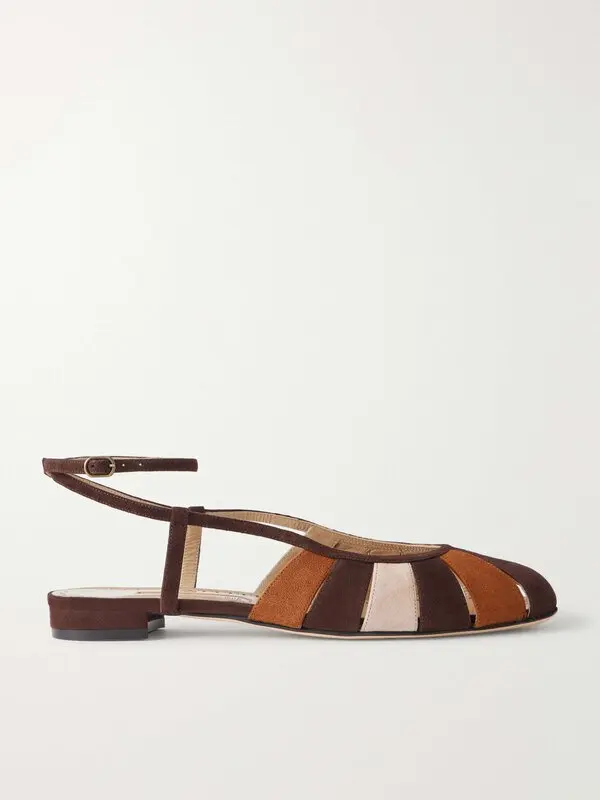 Manolo Blahnik Suede Flats With Buckle-fastening Ankle Strap