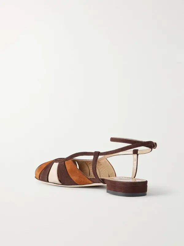 Manolo Blahnik Suede Flats With Buckle-fastening Ankle Strap