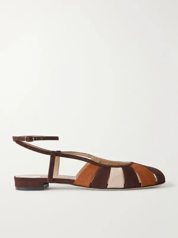 Manolo Blahnik Suede Flats With Buckle-fastening Ankle Strap