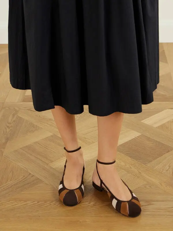 Manolo Blahnik Suede Flats With Buckle-fastening Ankle Strap