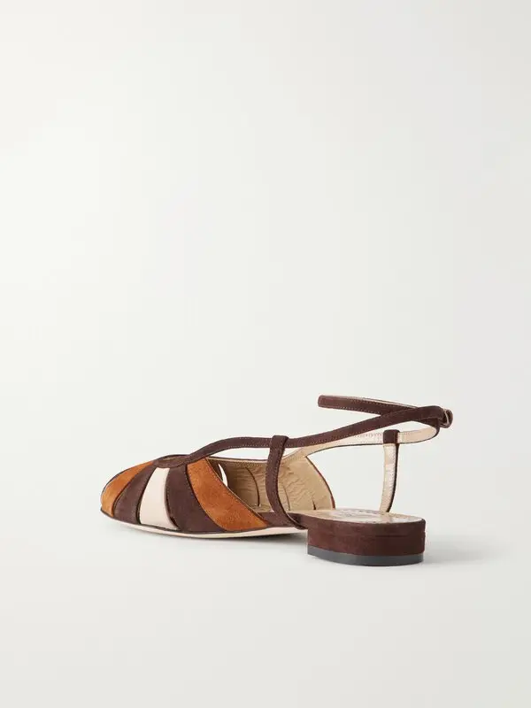 Manolo Blahnik Suede Flats With Buckle-fastening Ankle Strap