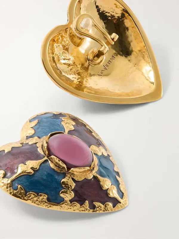 Saint Laurent Bo Coeur Embellished Earrings