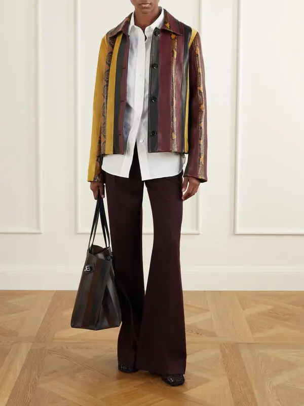 Proenza Schouler Striped Suede-trimmed Snake-effect Leather Jacket - Multi