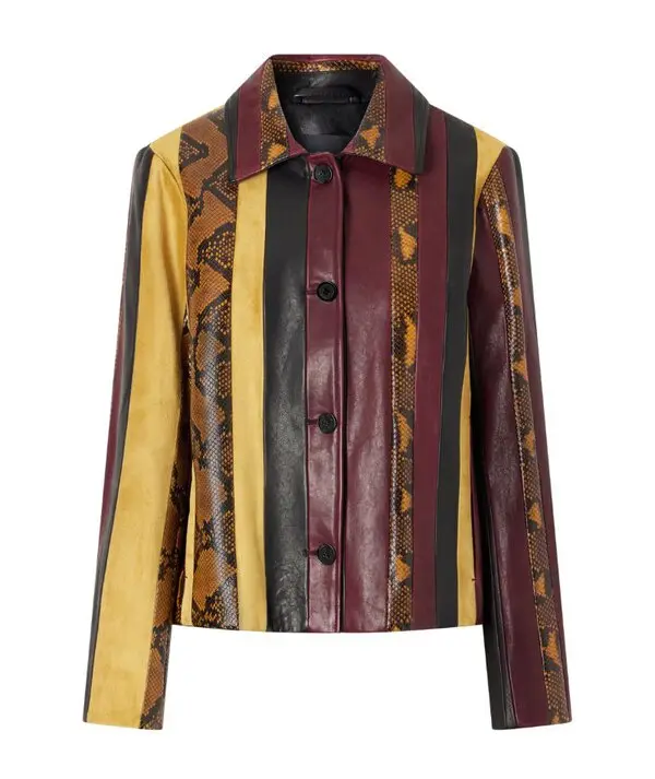 Proenza Schouler Striped Suede-trimmed Snake-effect Leather Jacket