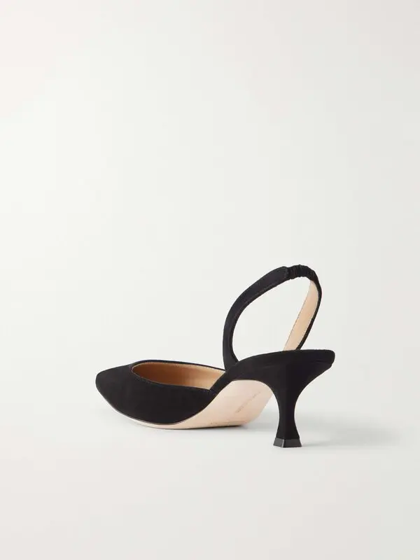 Manolo Blahnik Carolyne 50 Suede Slingback Pumps