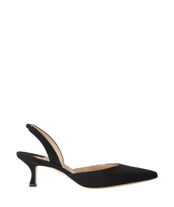 Manolo Blahnik Carolyne 50 Suede Slingback Pumps - Black