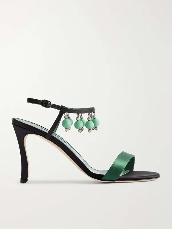 Manolo Blahnik Kasasan 90 Embellished Satin Sandals