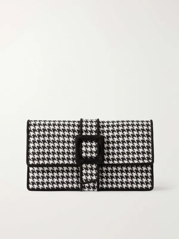 Manolo Blahnik Maycap Houndstooth Wool Clutch