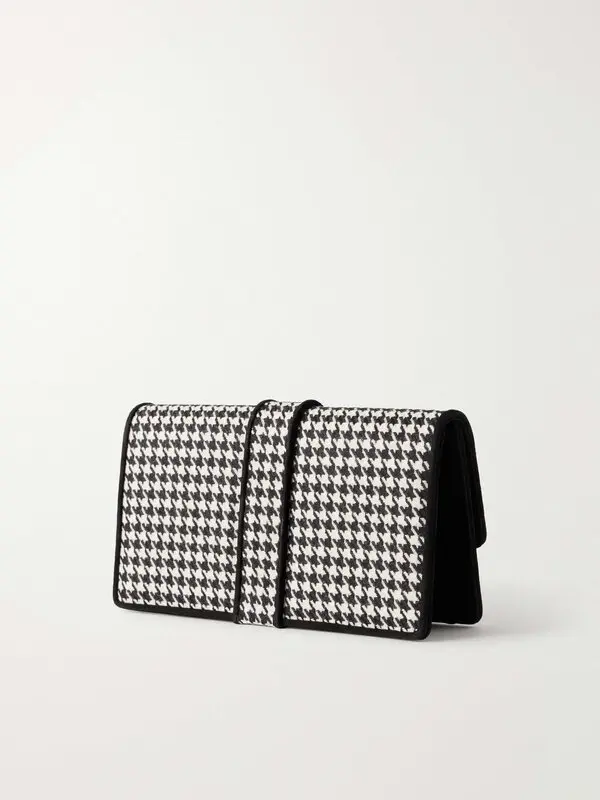 Manolo Blahnik Maycap Houndstooth Wool Clutch